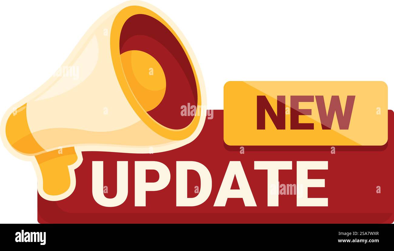 Cartoon megaphone making new update announcement. Megaphone announcing ...