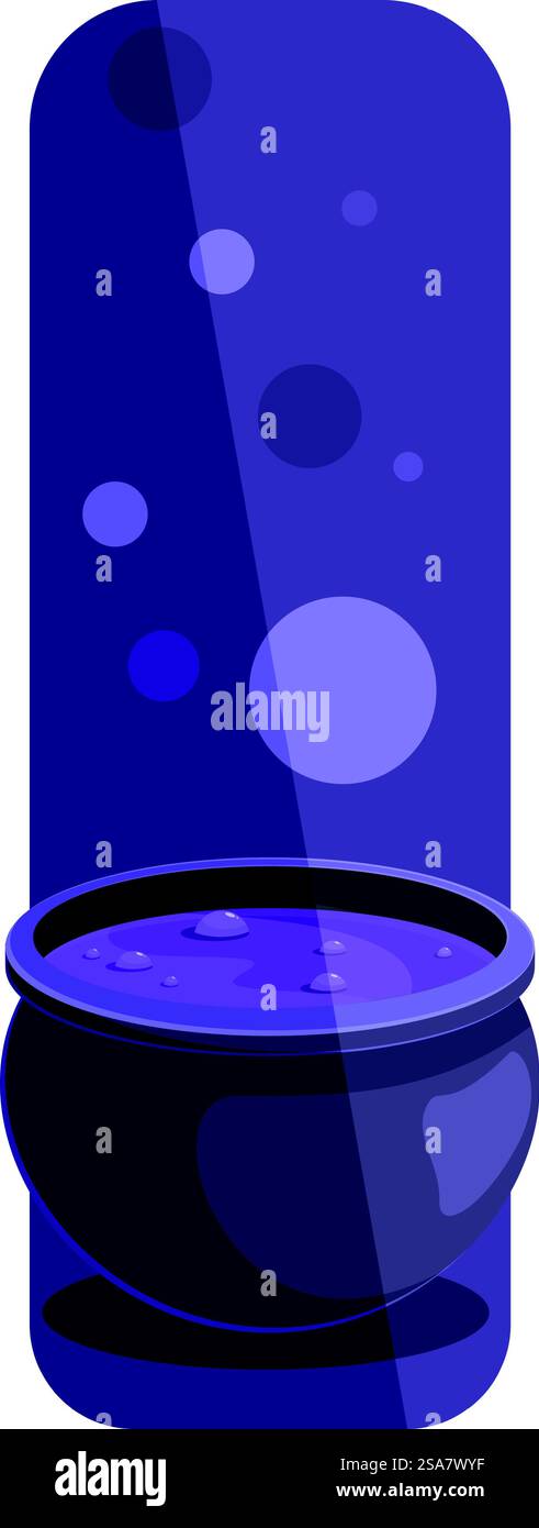Cauldron is bubbling with a magic potion, creating an eerie and ...