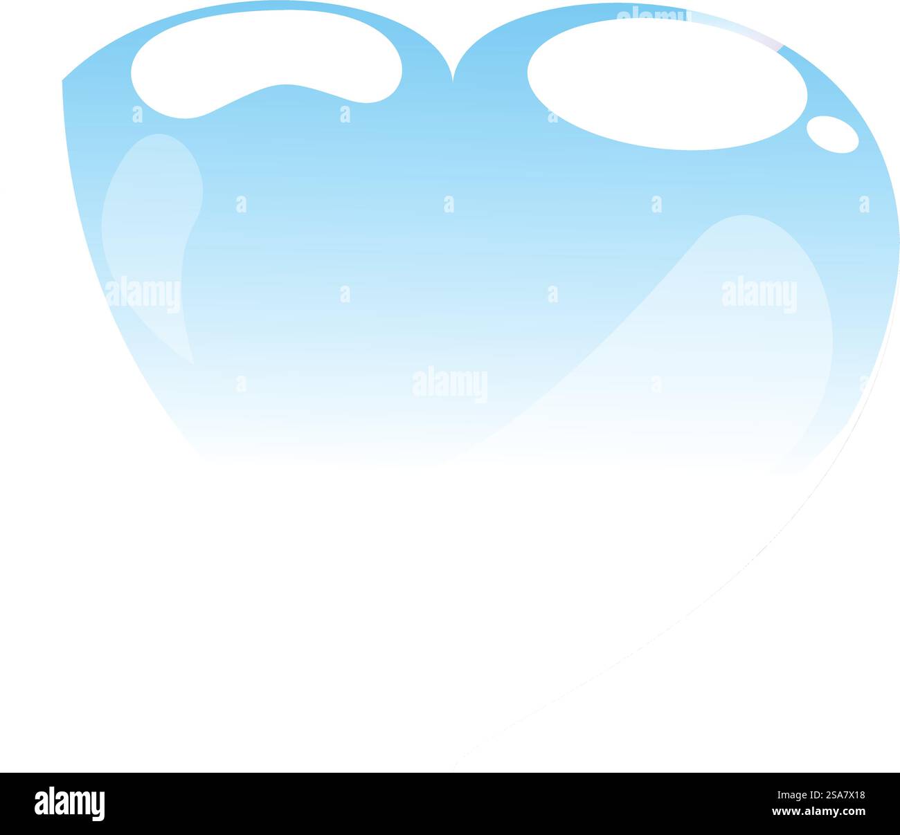 Blue heart shape reflecting light on a white background. Blue heart ...