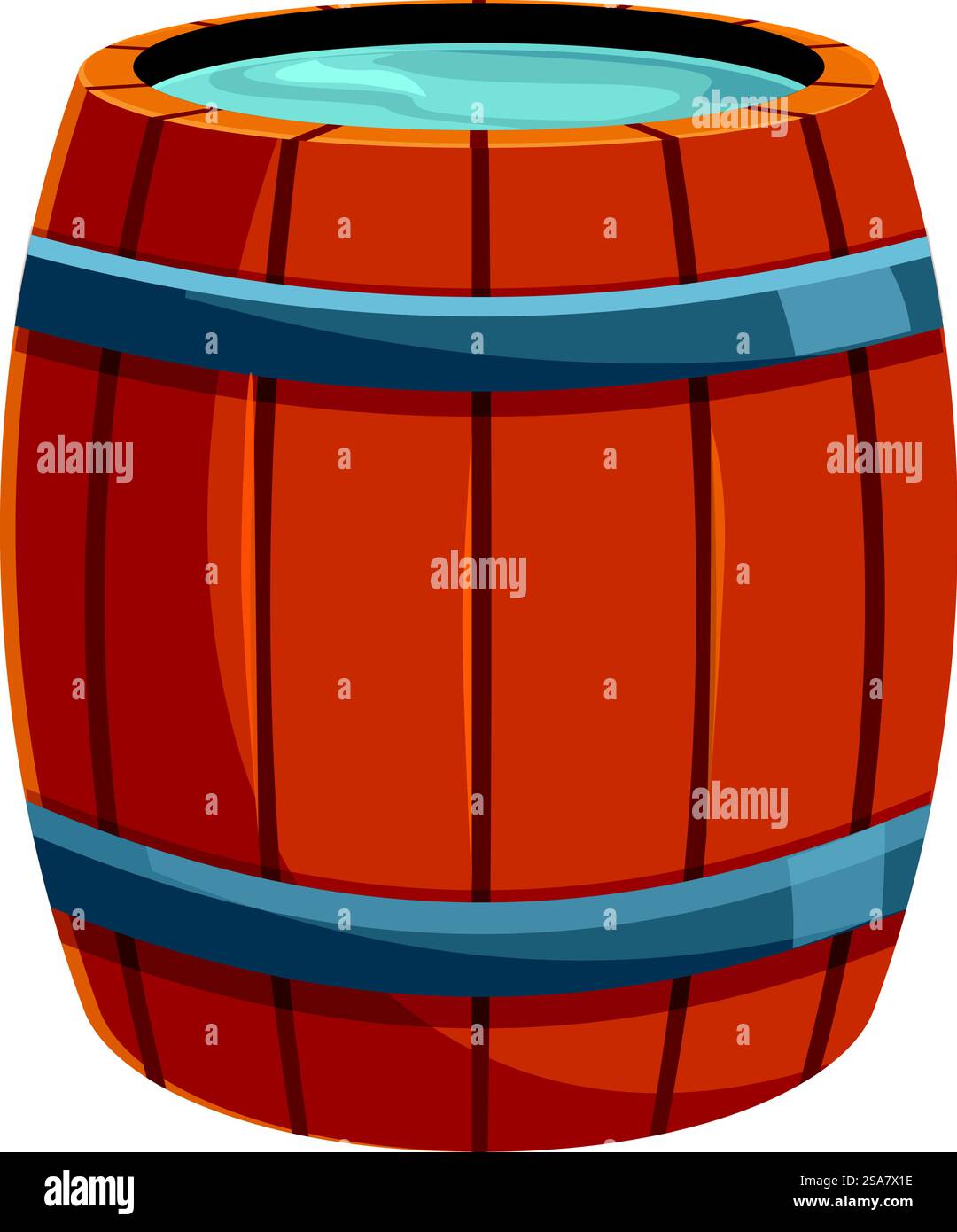 Wooden barrel filled with water, traditional container for liquid ...