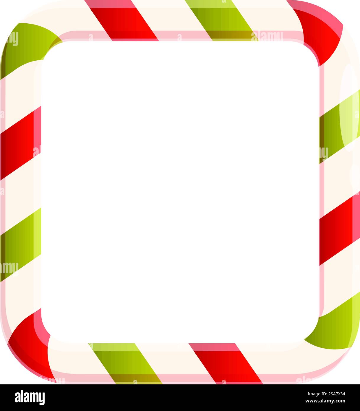 Square border made of a red and green candy cane framing an empty space ...