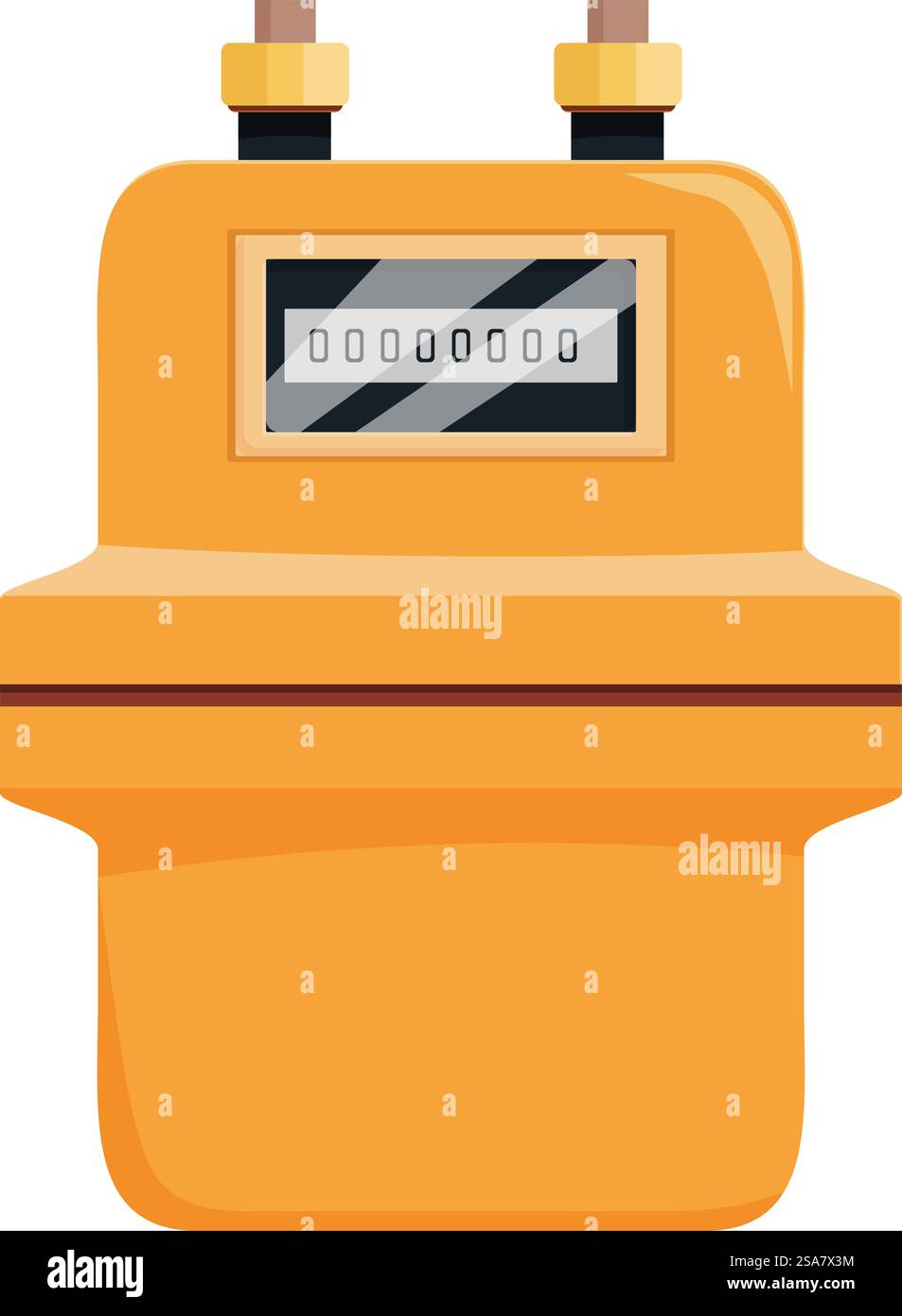 Yellow gas meter measuring device is showing energy consumption. Yellow ...