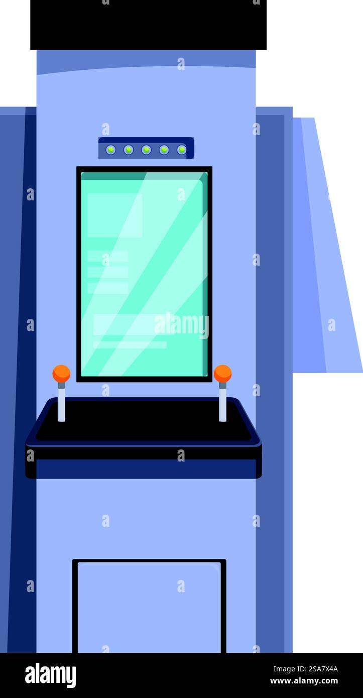 Modern gaming arcade machine with two joysticks displaying gaming interface. Modern gaming ...