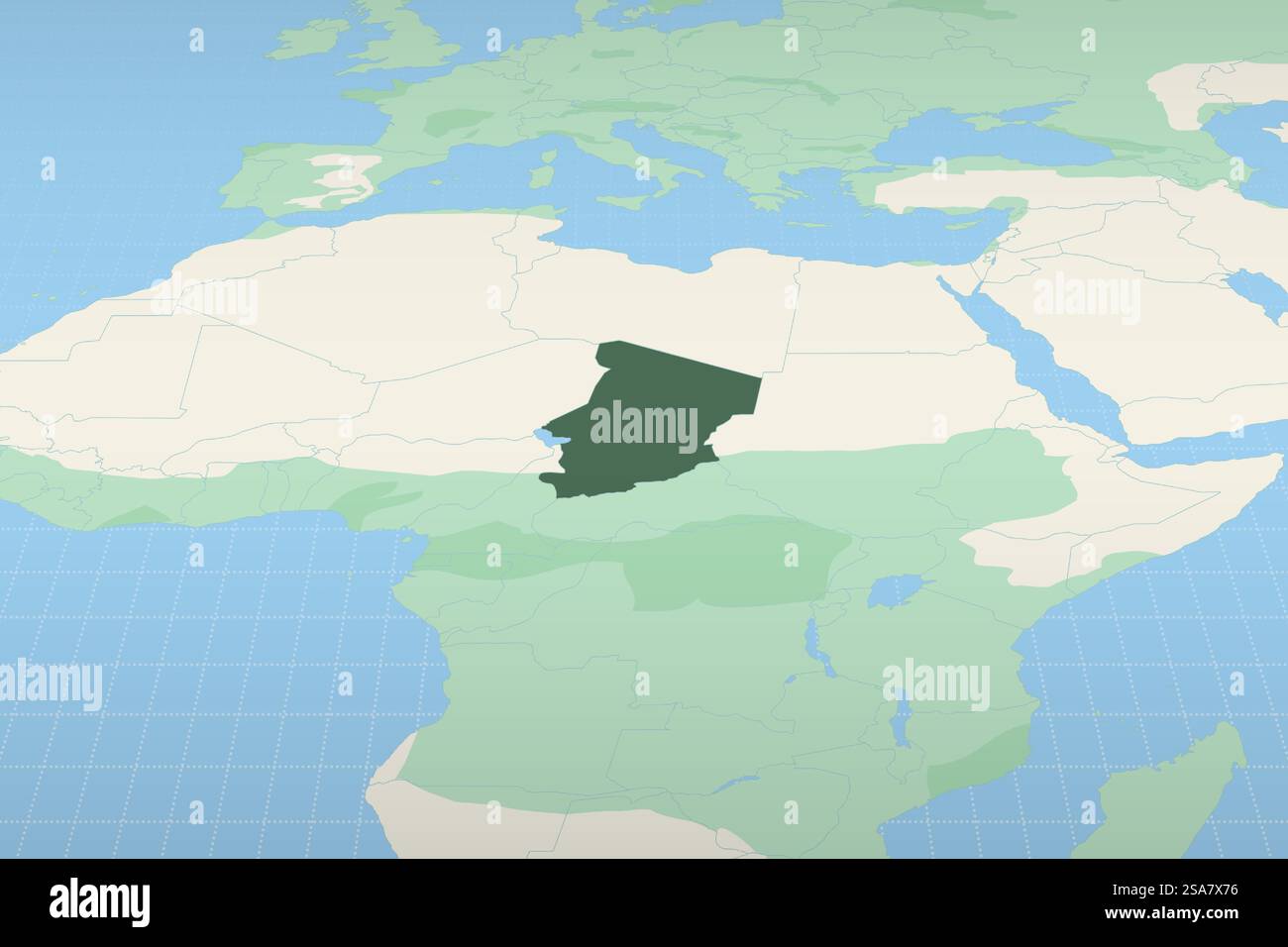 Chad highlighted on a detailed map, geographic location of Chad. Vector ...
