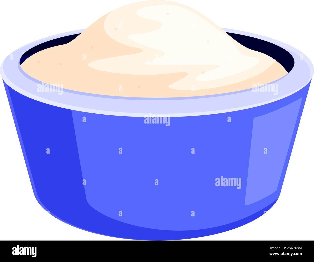 Blue ceramic bowl is filled to the brim with thick hi-res stock ...