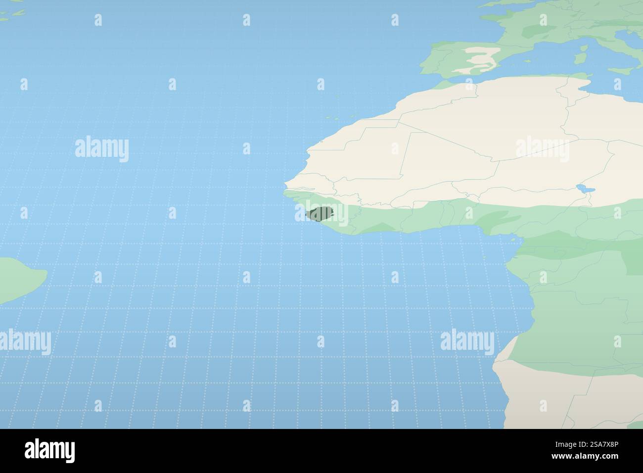 Sierra Leone highlighted on a detailed map, geographic location of ...