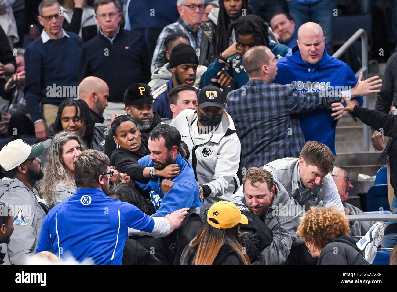 JANUARY 28, 2025: Fans from both teams push and shove causing a delay ...
