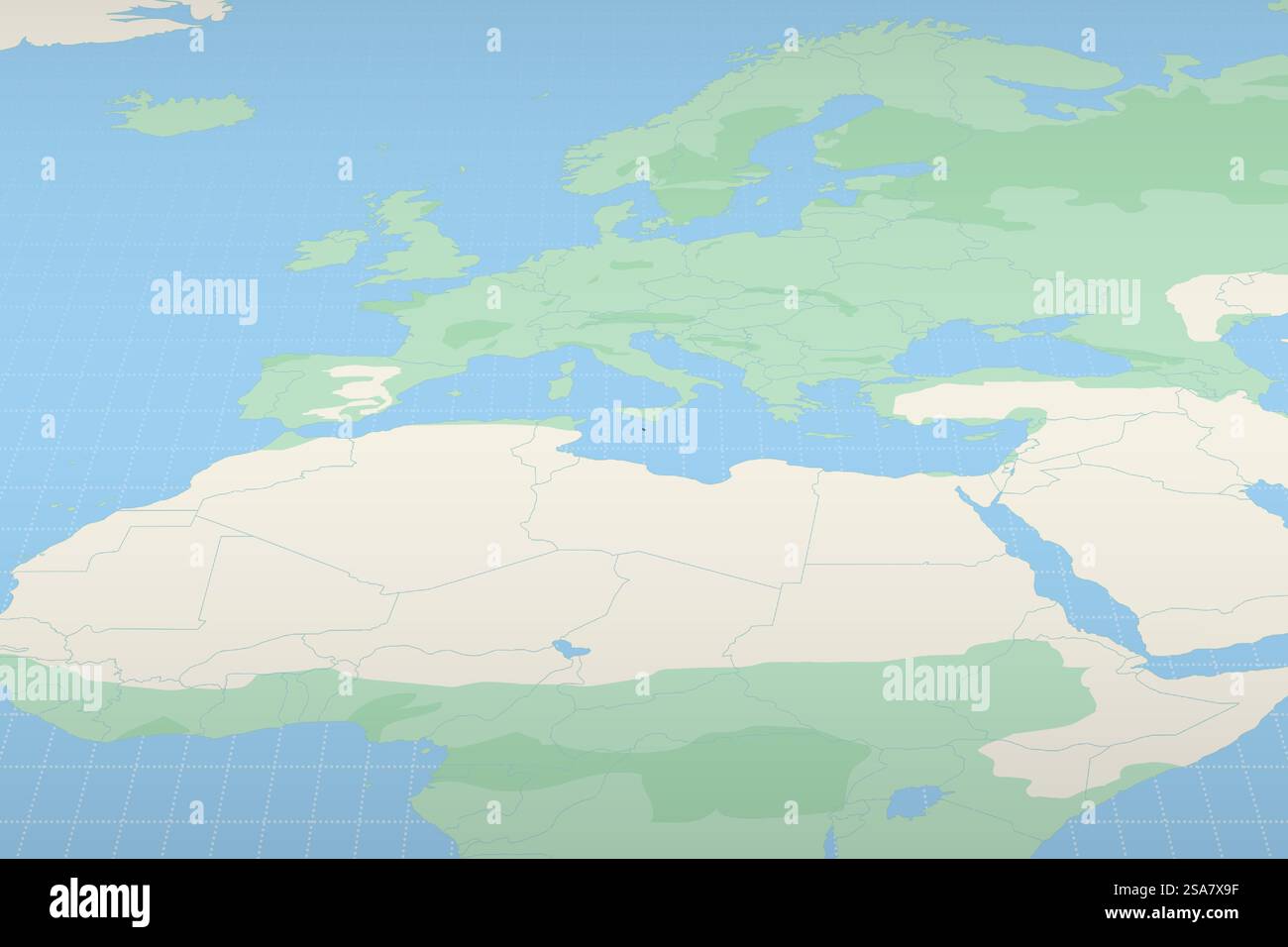 Malta highlighted on a detailed map, geographic location of Malta ...