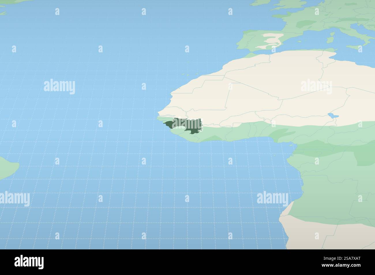 Guinea highlighted on a detailed map, geographic location of Guinea ...