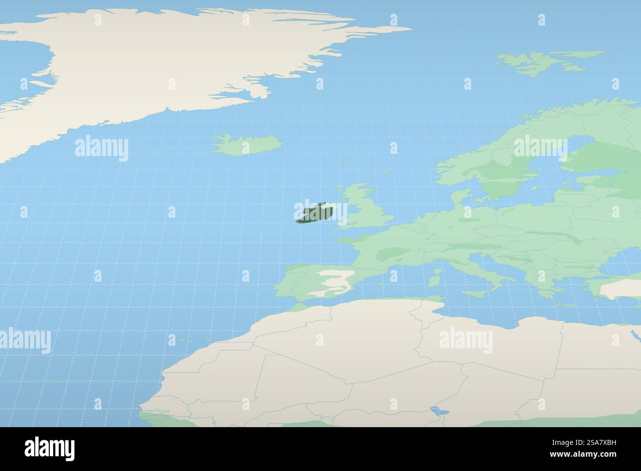 Ireland highlighted on a detailed map, geographic location of Ireland ...