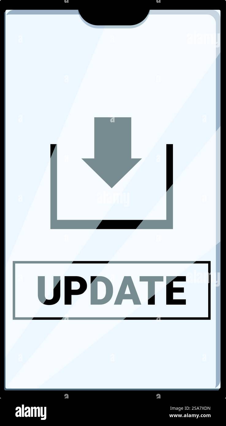 Smartphone is showing an update progress bar with a download symbol ...