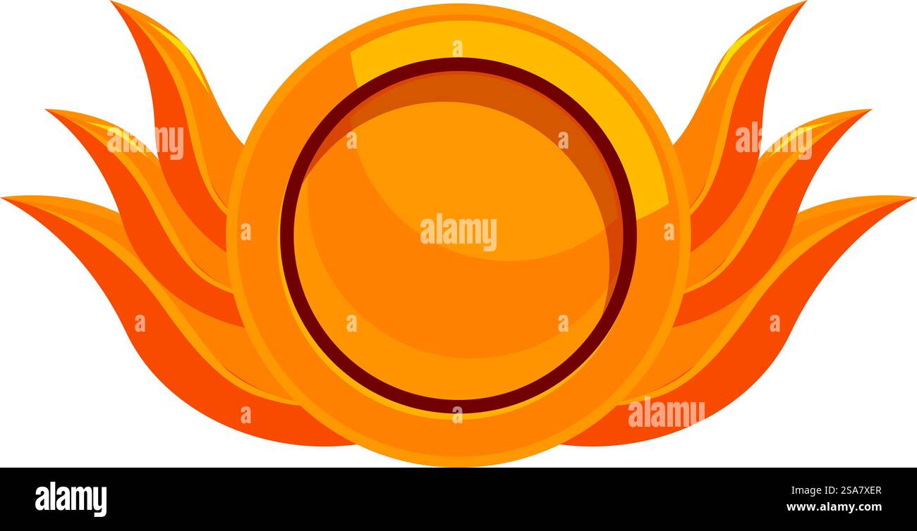 Golden coin with flames surrounding it, representing success and ...