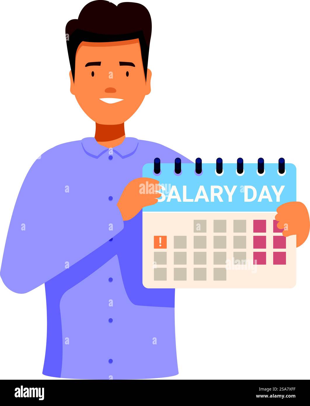 Happy employee holding a calendar with the words salary day circled ...
