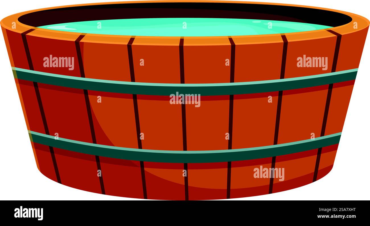Wooden tub is holding blue water. Wooden tub holding blue water Stock ...