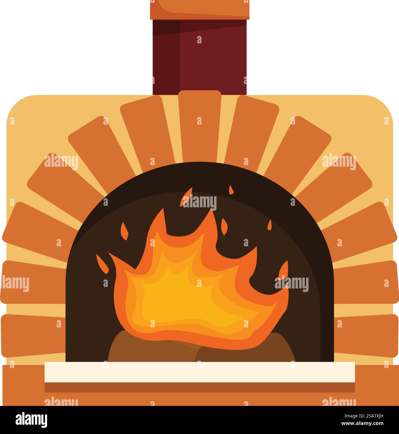 Traditional brick oven burning with bright fire, perfect for baking ...