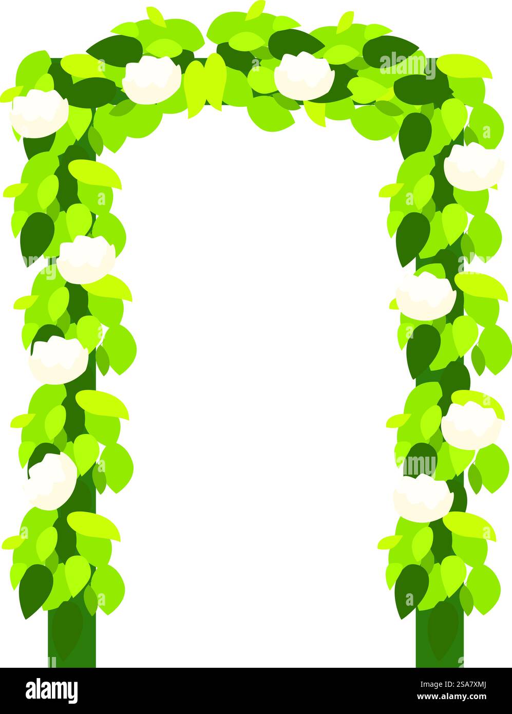 Wedding arch decorated with white flowers and green leaves, perfect for ...