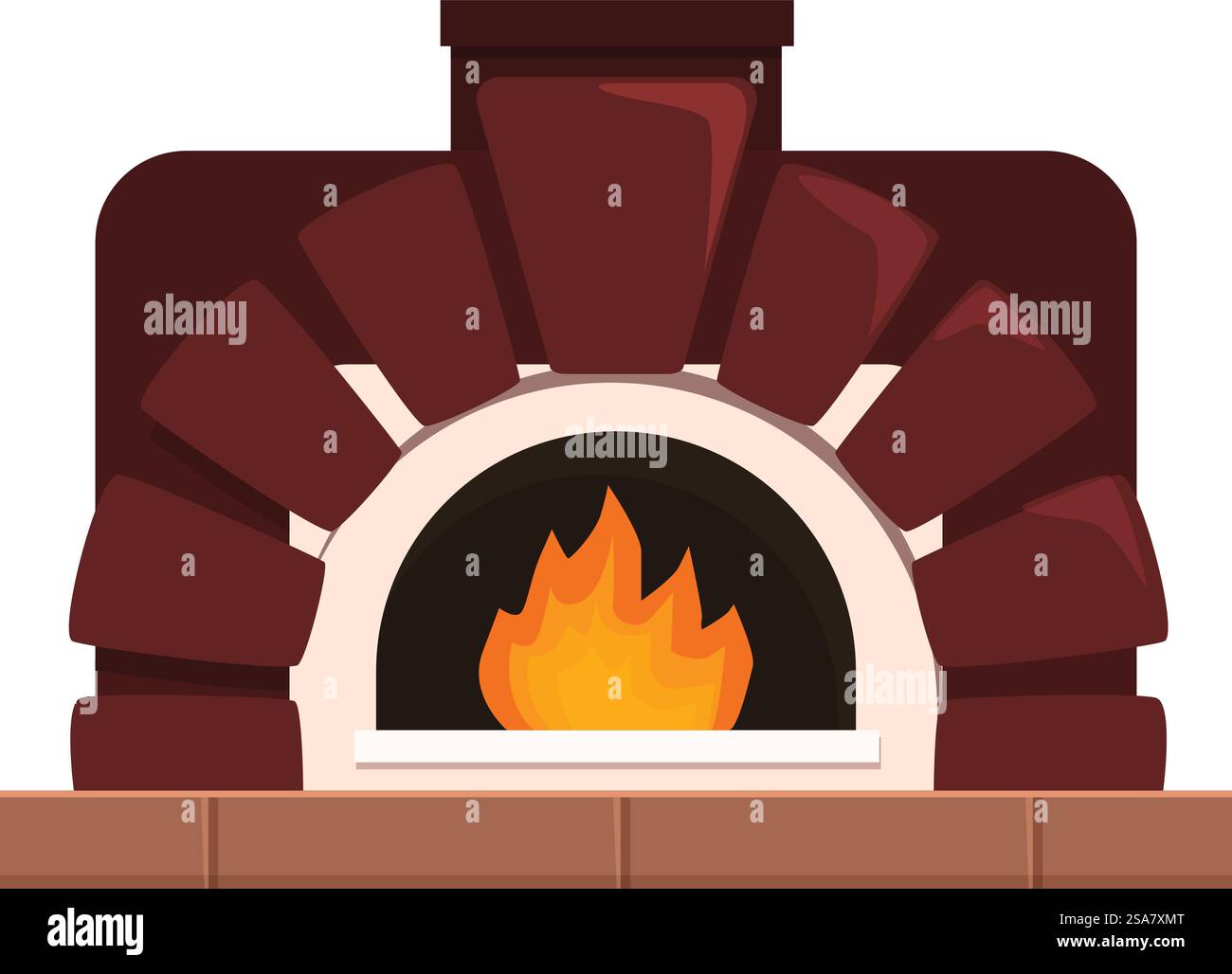 Traditional brick pizza oven burning wood fire for cooking food. Traditional brick pizza oven ...