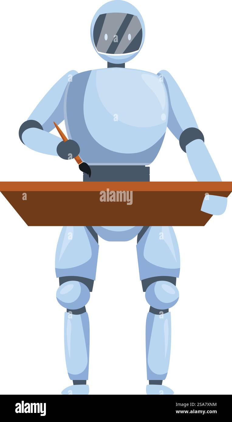 Futuristic robot is showcasing its artistic talent by carefully ...