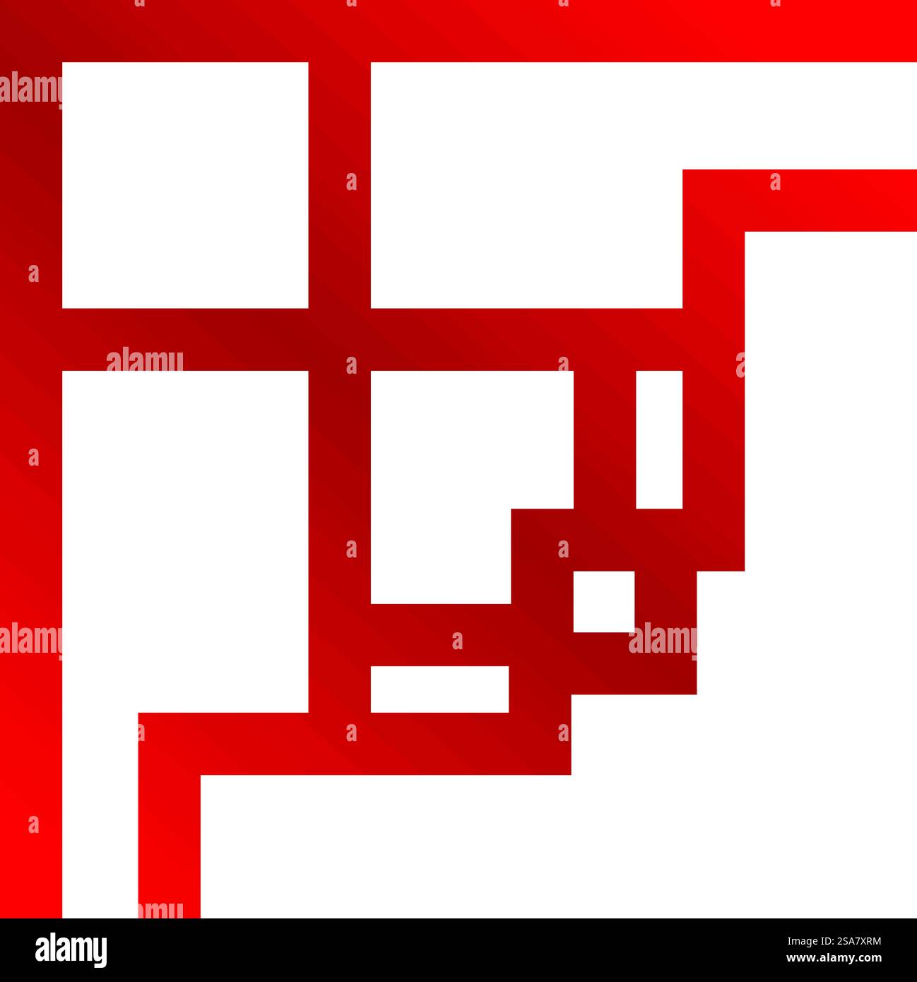 Red geometric shape forming an abstract square pattern on a white background. Red geometric ...