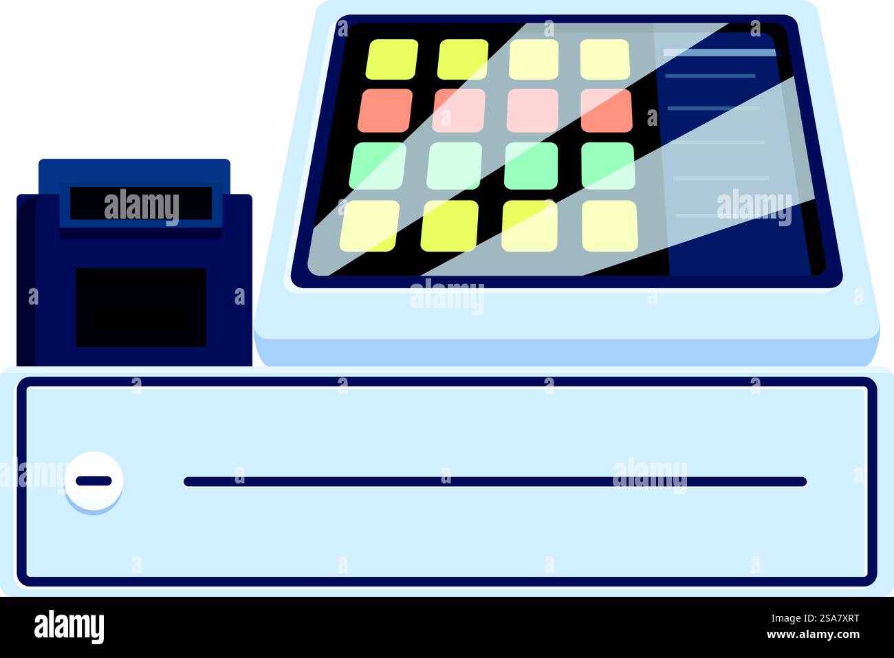 Modern electronic cash register accepting contactless payment with credit card. Electronic cash ...