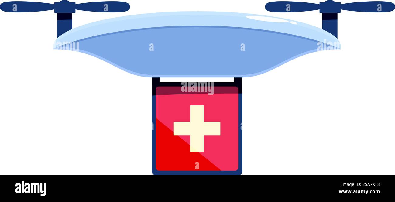 Modern drone carrying a first aid kit, representing the use of ...