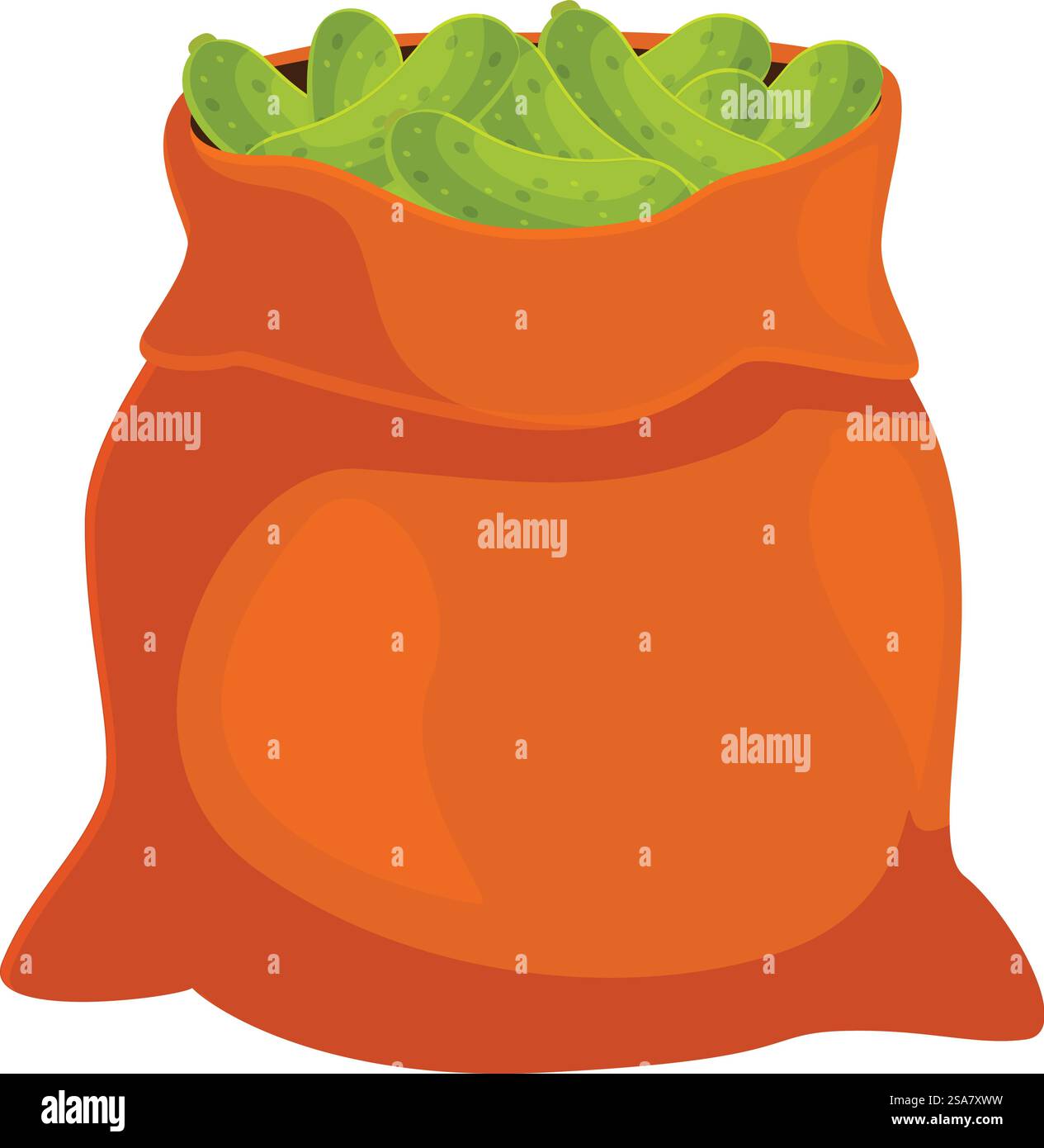 Overflowing orange sack full of green pickles. Full orange sack ...