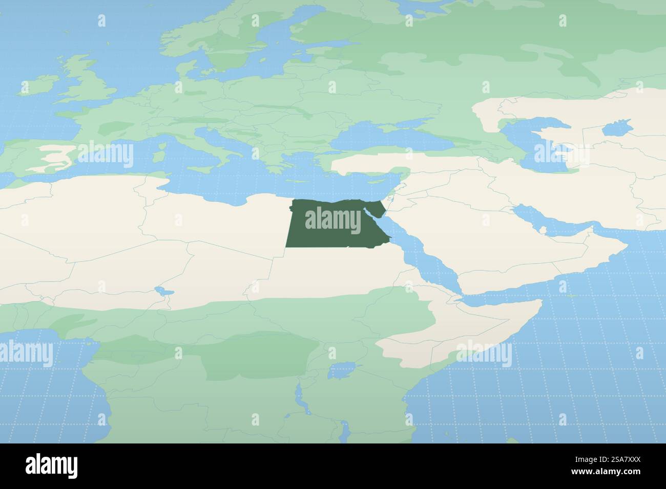 Egypt highlighted on a detailed map, geographic location of Egypt ...