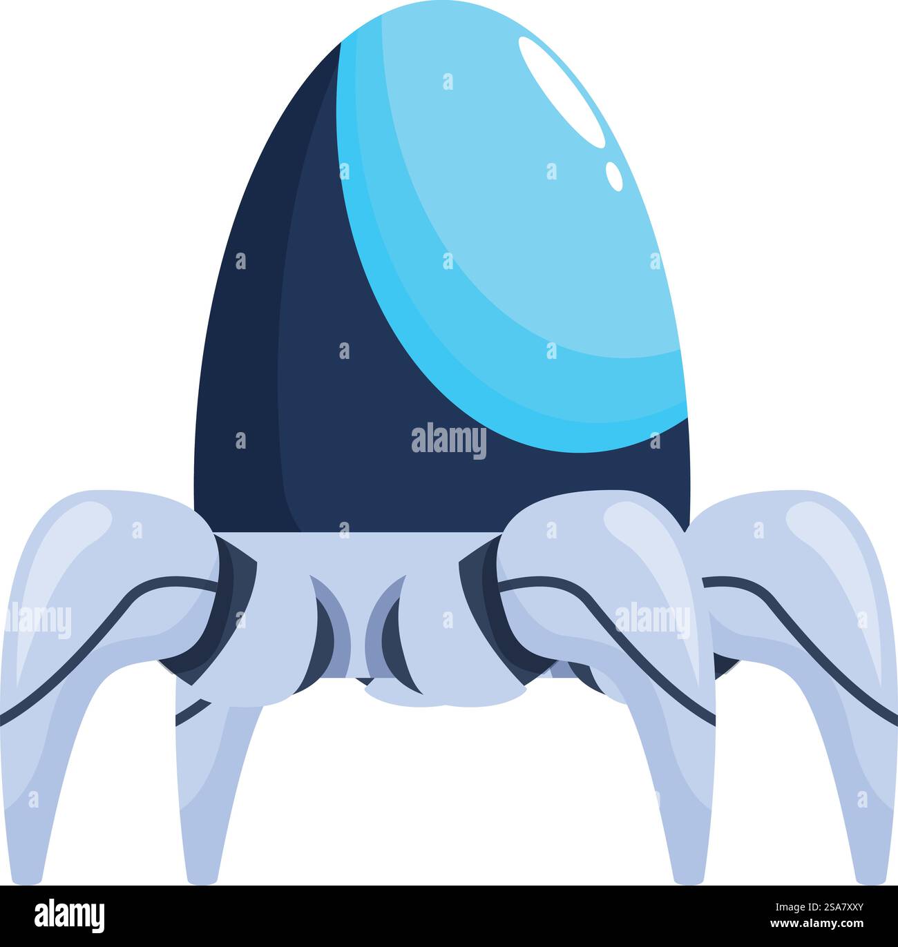 Cartoon illustration of a spaceship with four legs standing still ...