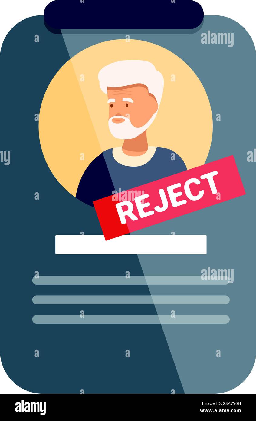 Concept of ageism with smartphone showing cv of senior man being ...