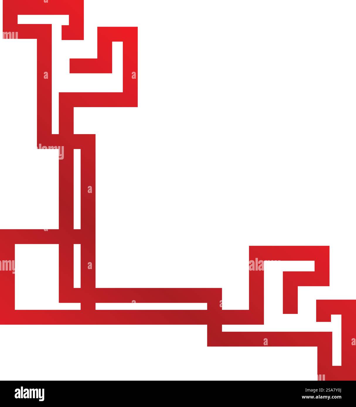 Red geometric shape forming an abstract right angle corner design ...