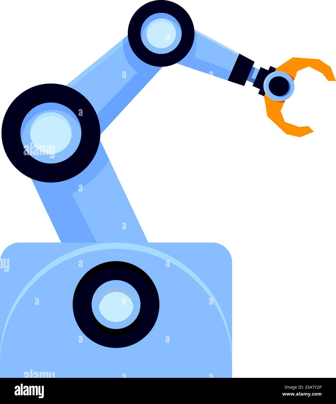 Industrial robotic arm working with open claw on white background ...