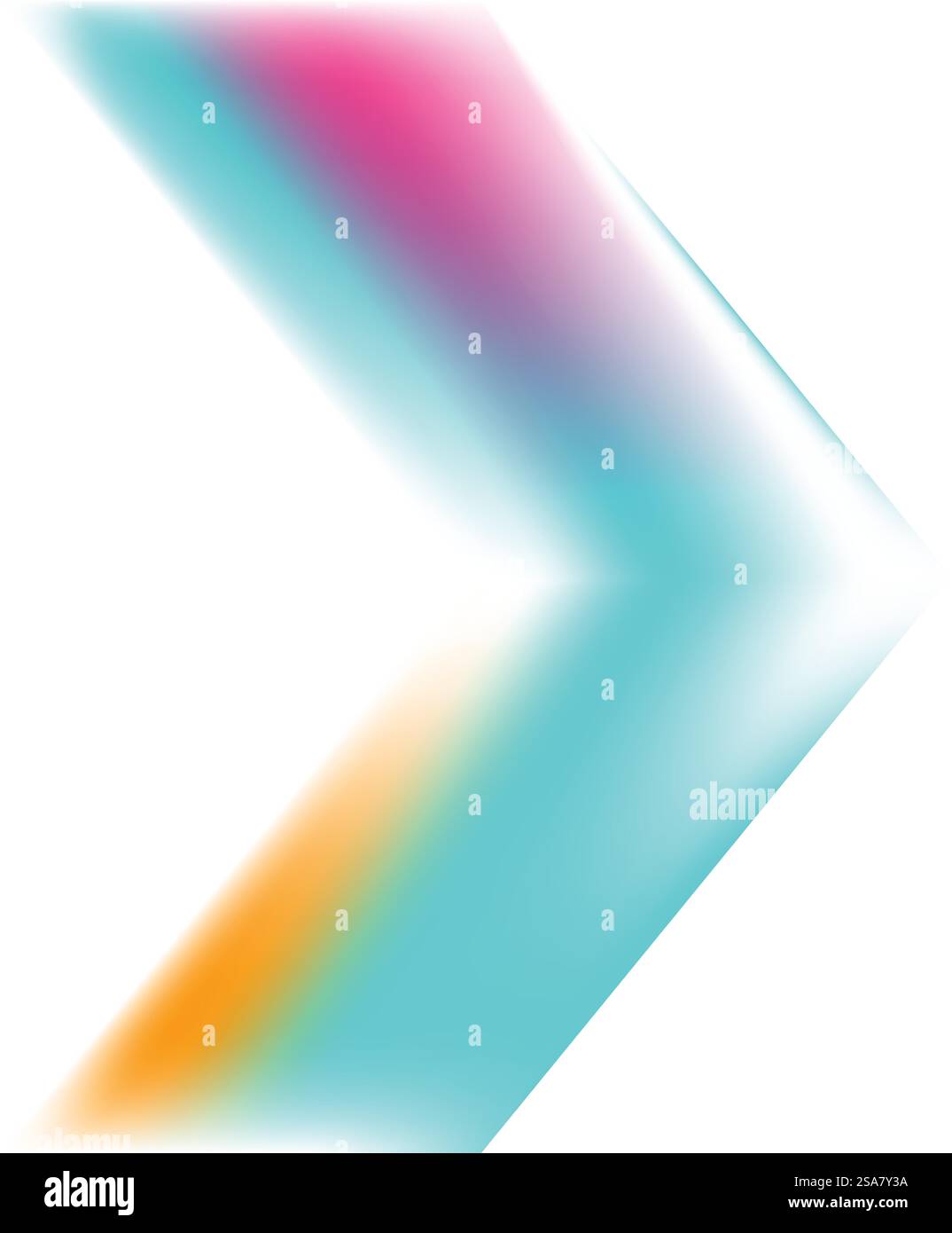 Blurred abstract gradient arrow pointing right on white background ...
