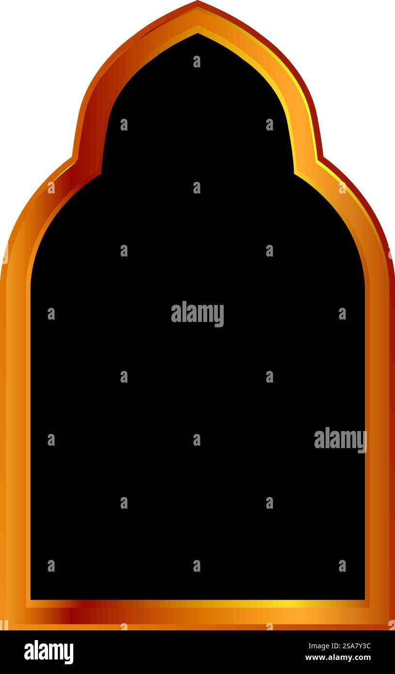 Golden islamic arabic window arch featuring a blank space hi-res stock ...