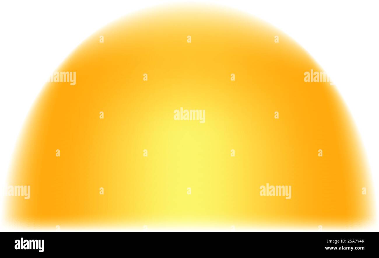 Bright orange gradient creating a soft and blurry half circle on a white background. Abstract ...