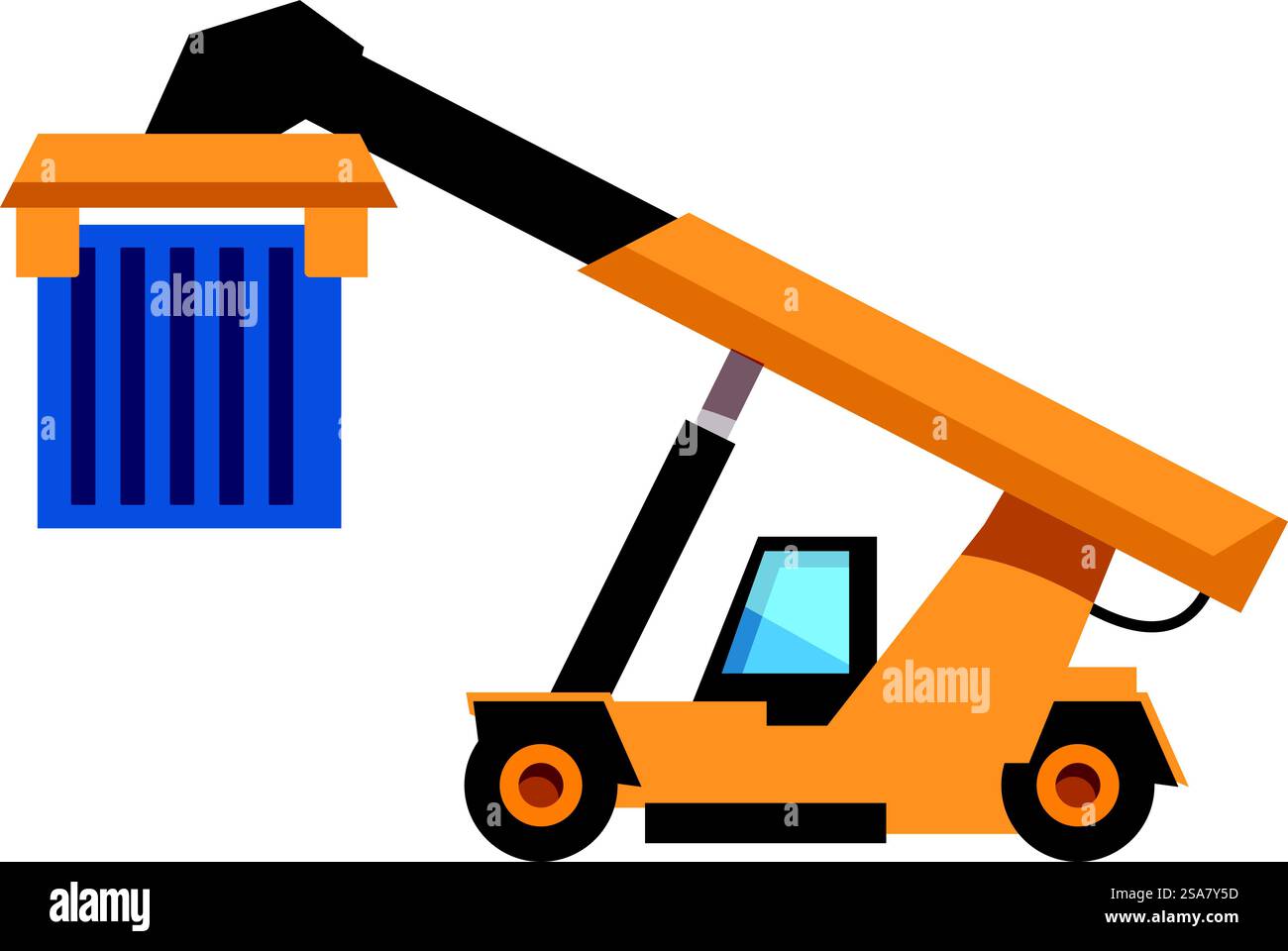 Telescopic handler forklift truck lifting container at a construction ...