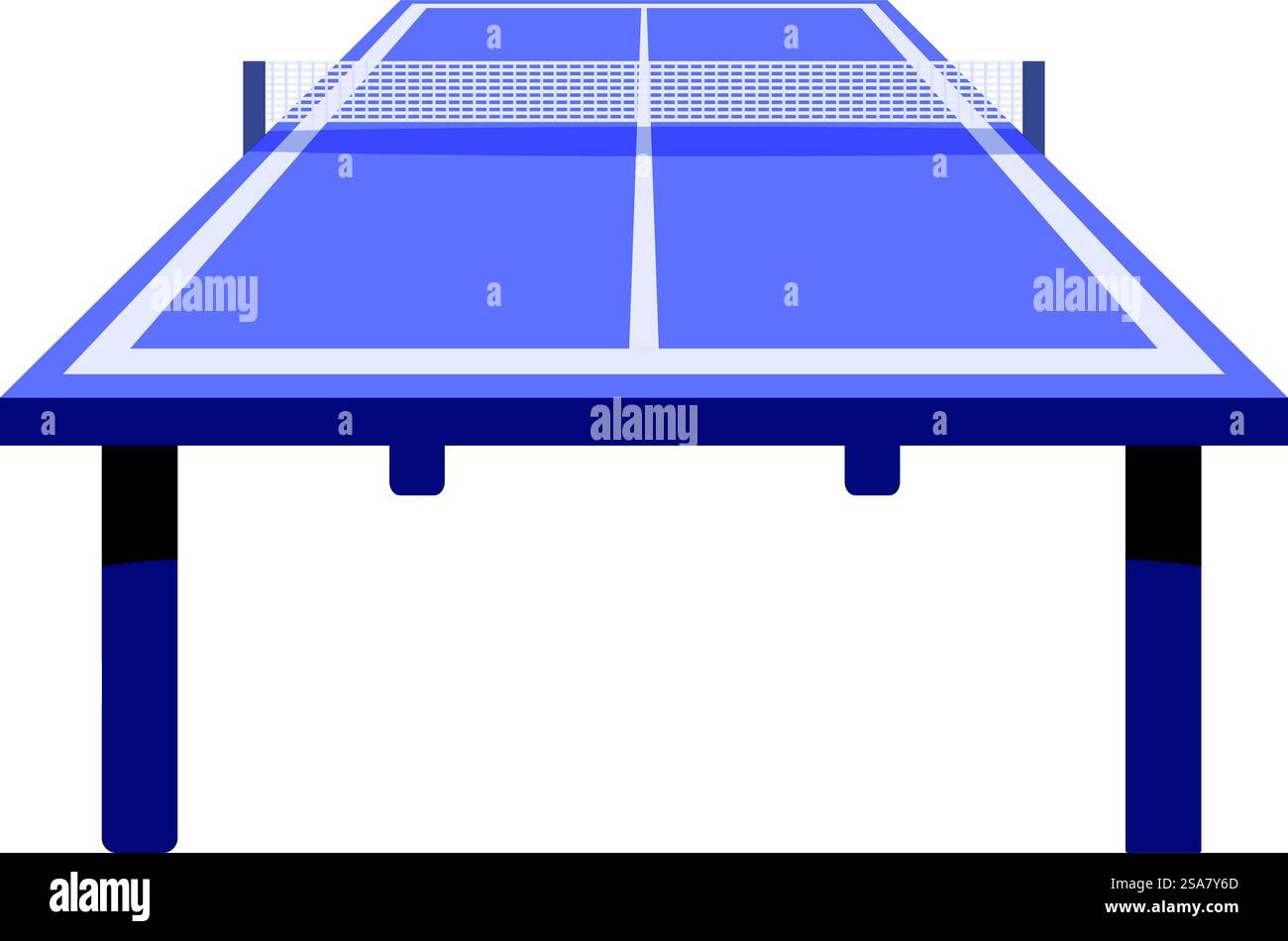 Blue ping pong table with net is waiting for a game to start. Blue ping ...