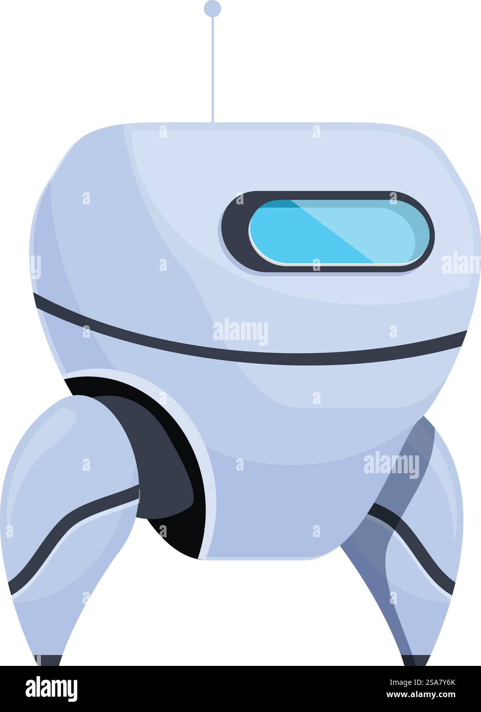 Futuristic robot with an antenna is standing on three legs. Futuristic ...