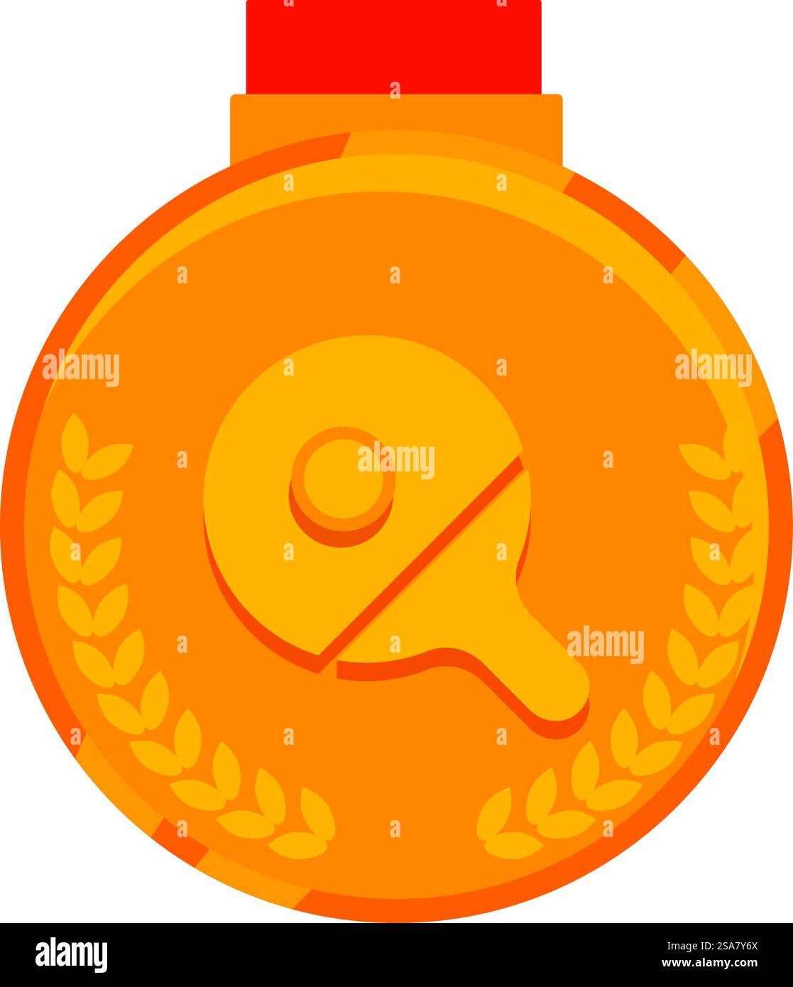 Gold medal with a table tennis racket engraved hi-res stock photography ...