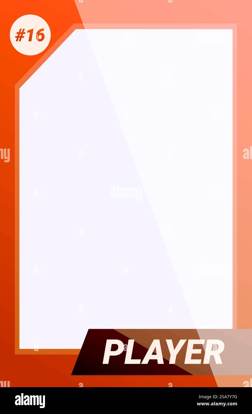 Orange trading card template featuring the number sixteen, for sports ...