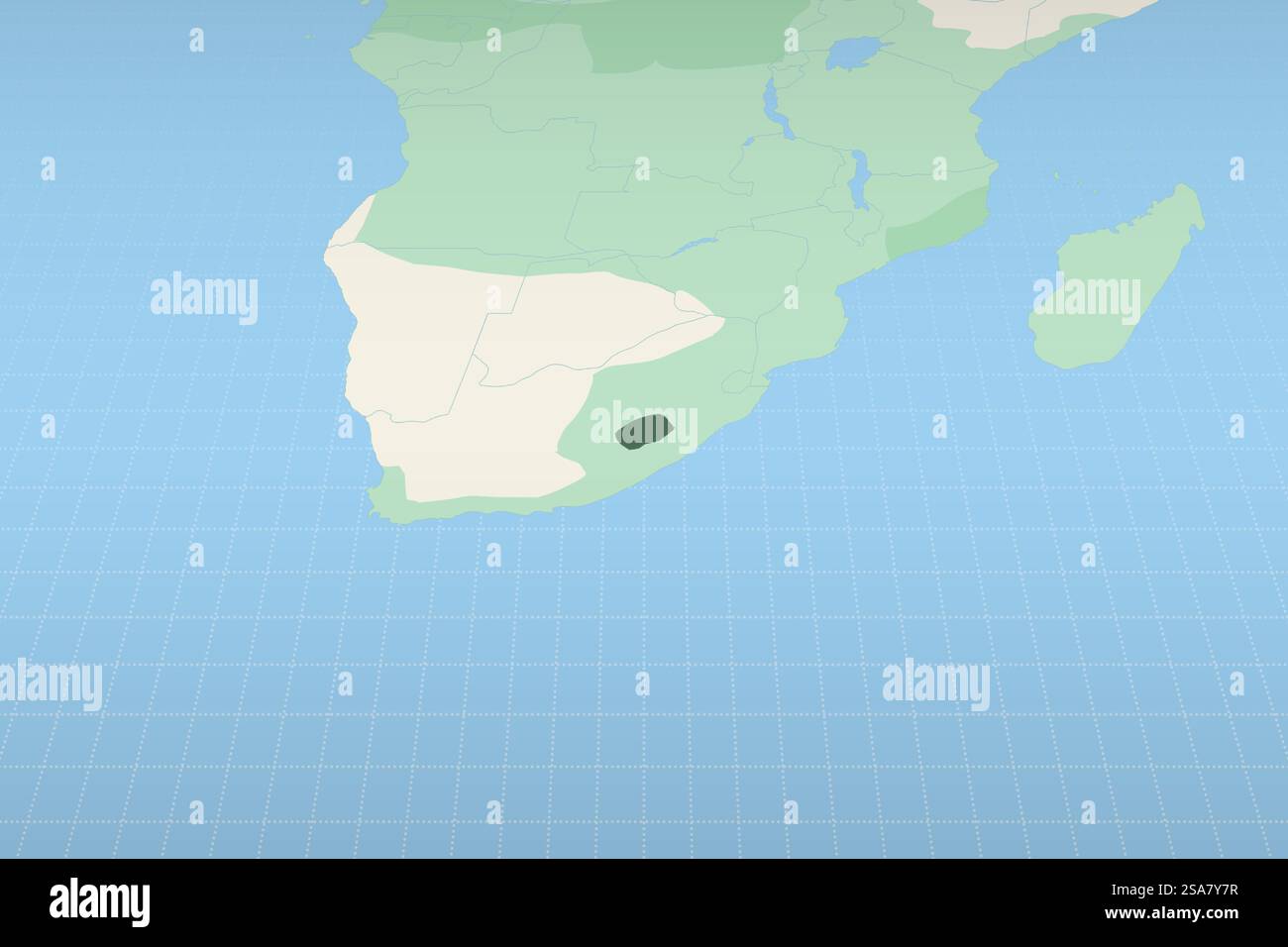 Lesotho highlighted on a detailed map, geographic location of Lesotho ...
