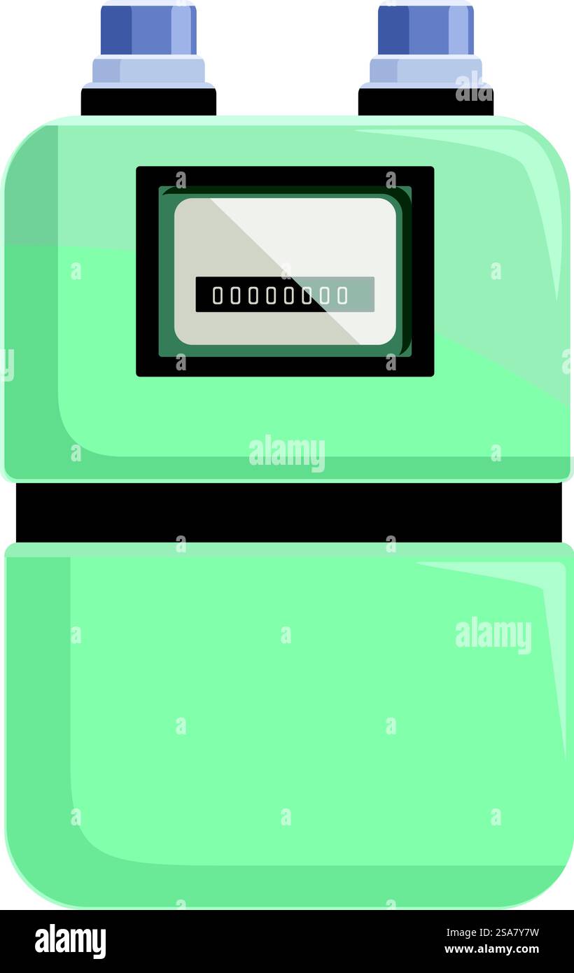 Green gas meter measuring gas consumption in cubic meters. Green gas ...
