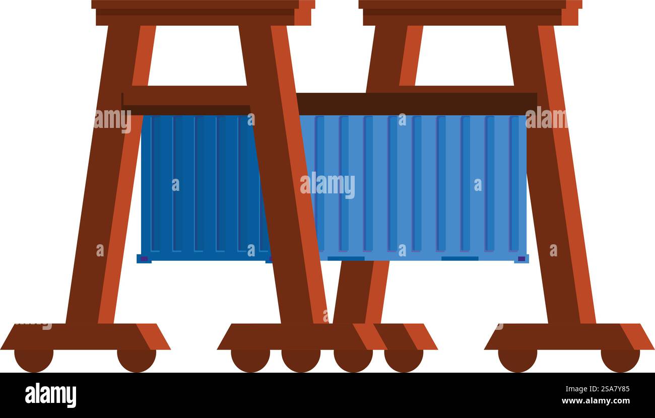 Illustration featuring a gantry crane lifting cargo containers ...