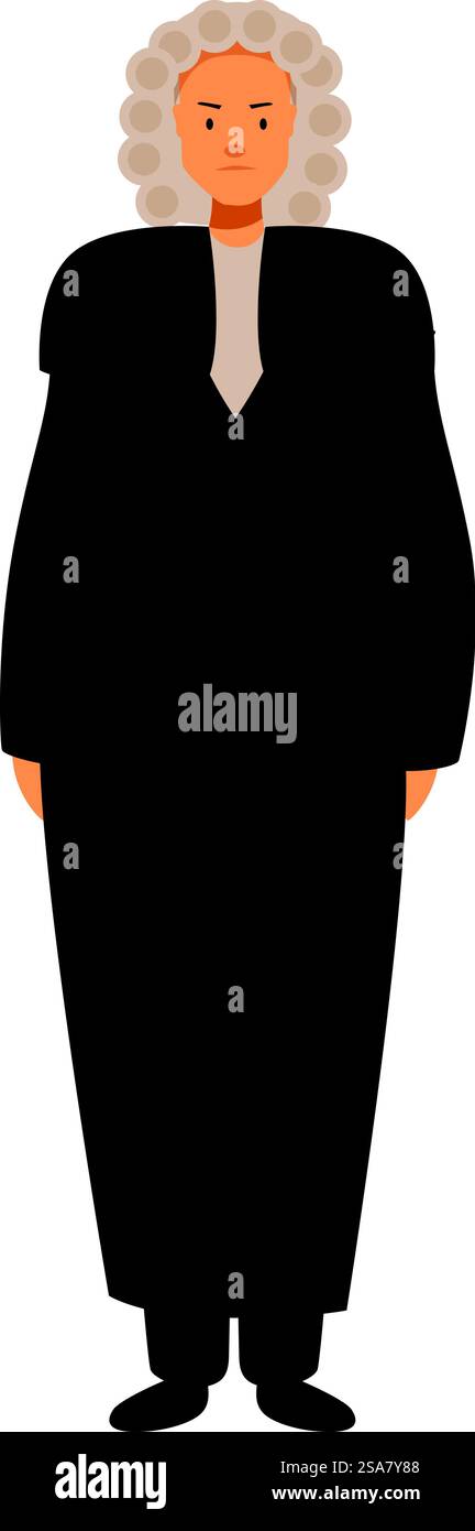 Illustration of a judge standing in a courtroom setting, emphasizing ...