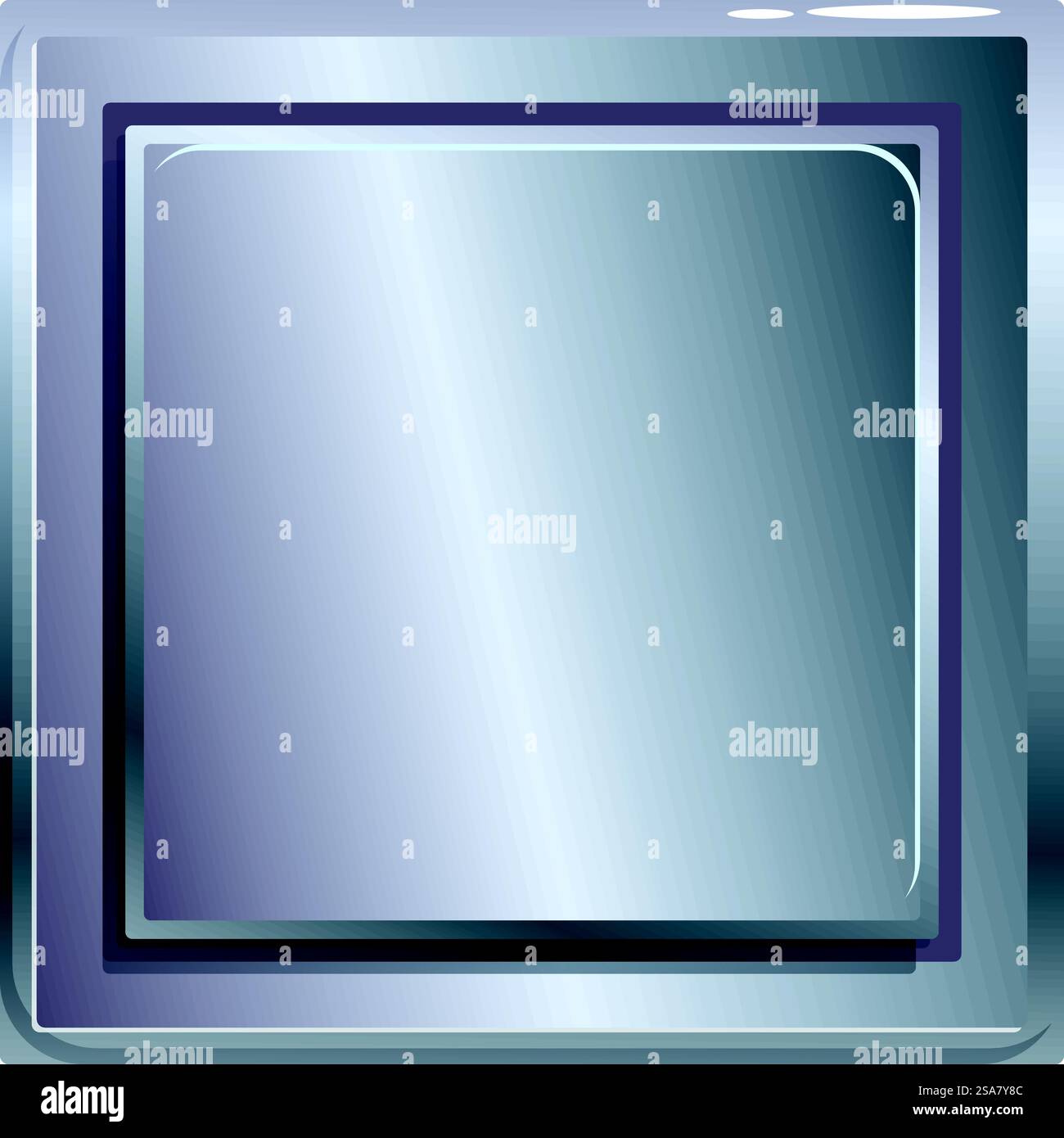 Square button with a metallic gradient effect reflecting light ...