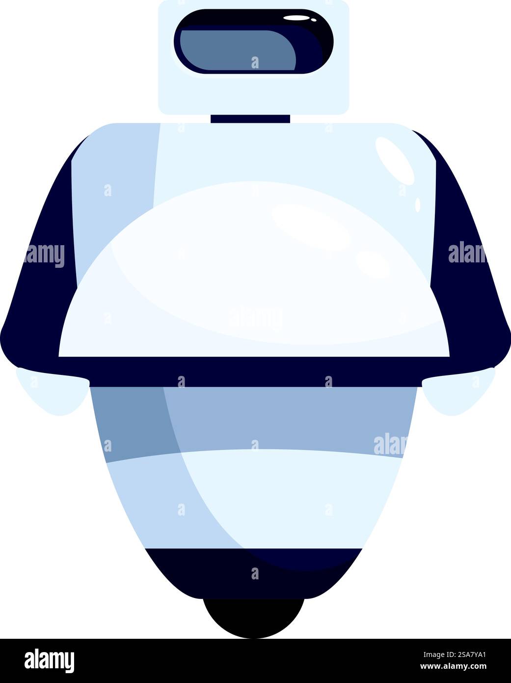 Cartoon style vector illustration of a white robot standing with arms ...