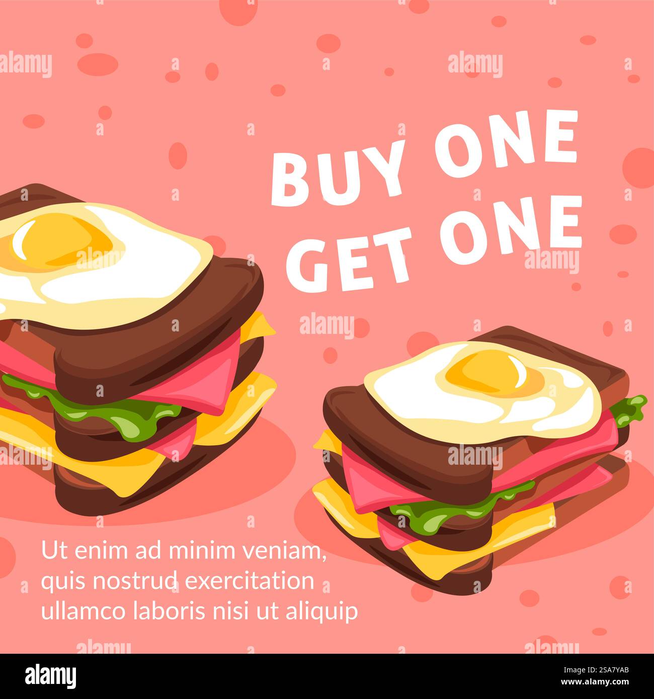 Sandwich promotional banner with special offer from shop, store or ...