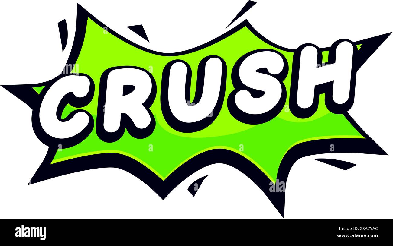 Cartoon burst conveying the feeling of having a crush on someone. Green ...