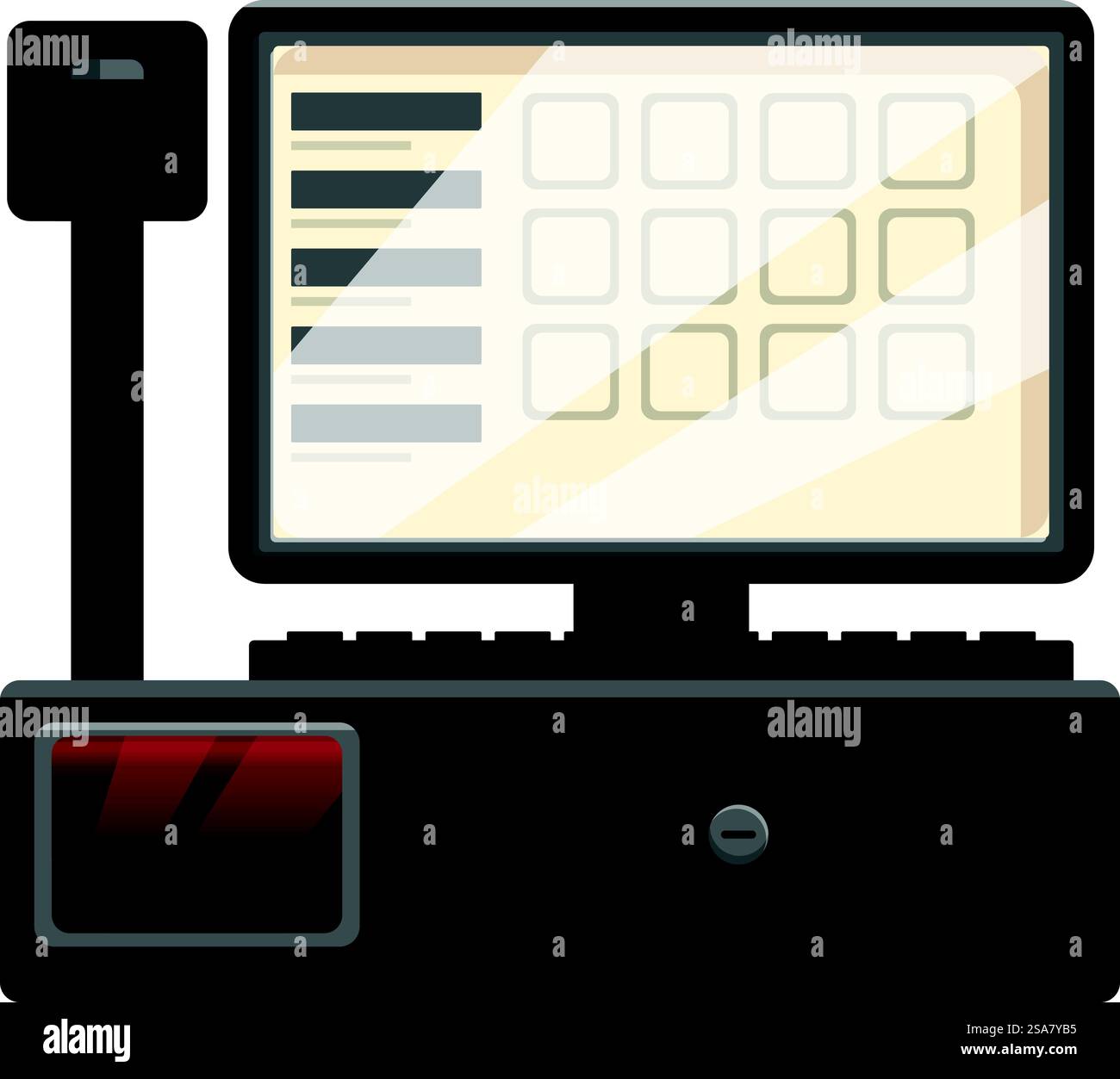 Point of sale system showing a blank screen with blank buttons ready to ...