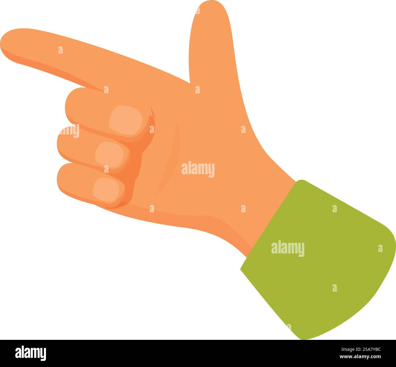 Cartoon hand with green sleeve pointing with index finger. Cartoon hand ...