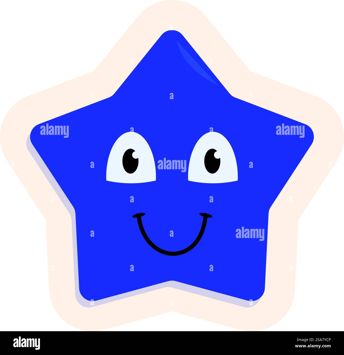 Cartoon illustration of a happy blue star smiling. Blue cartoon star ...